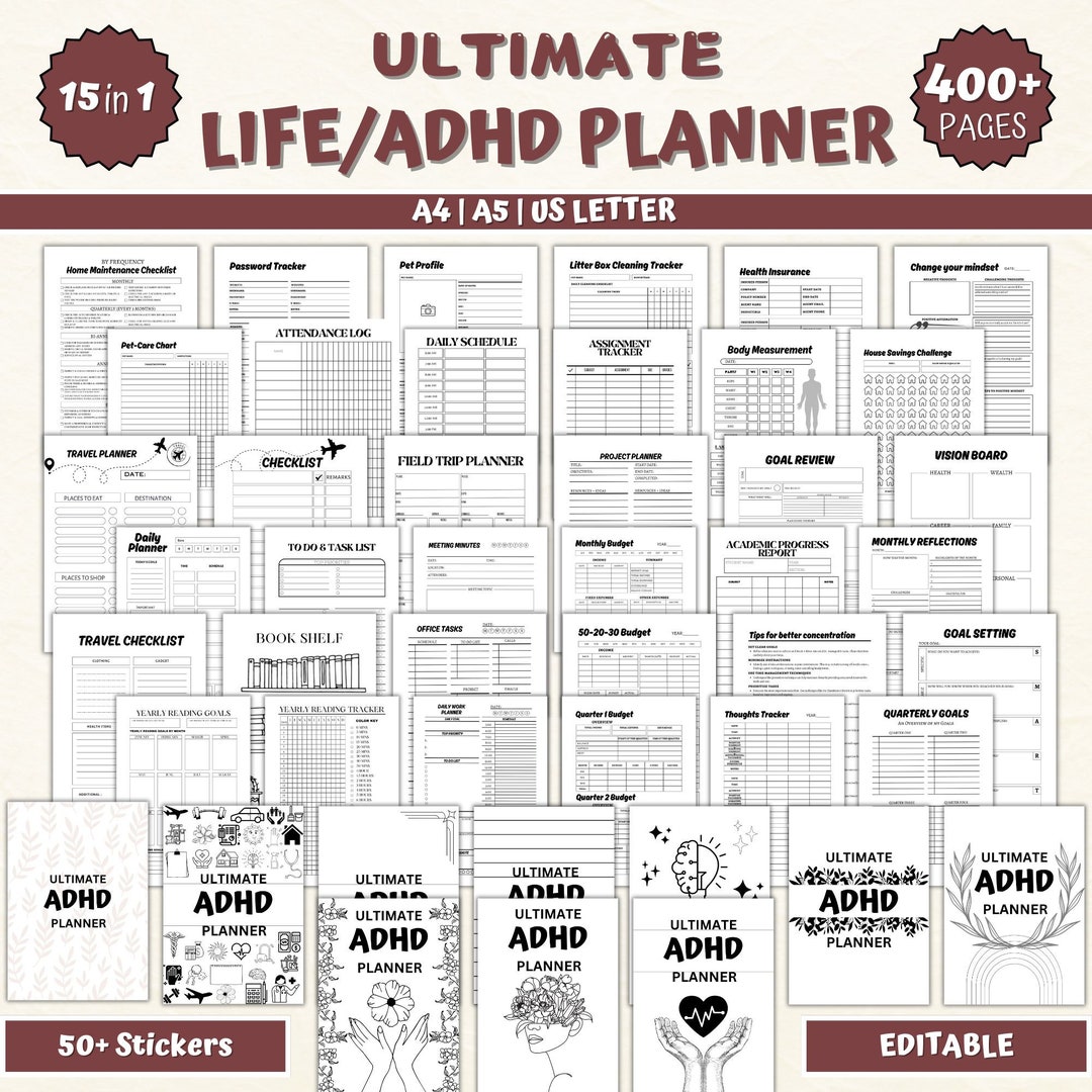 ADHD Digital Planner, Adhd Planner, Adhd Life Planner, Adhd Workbook ...