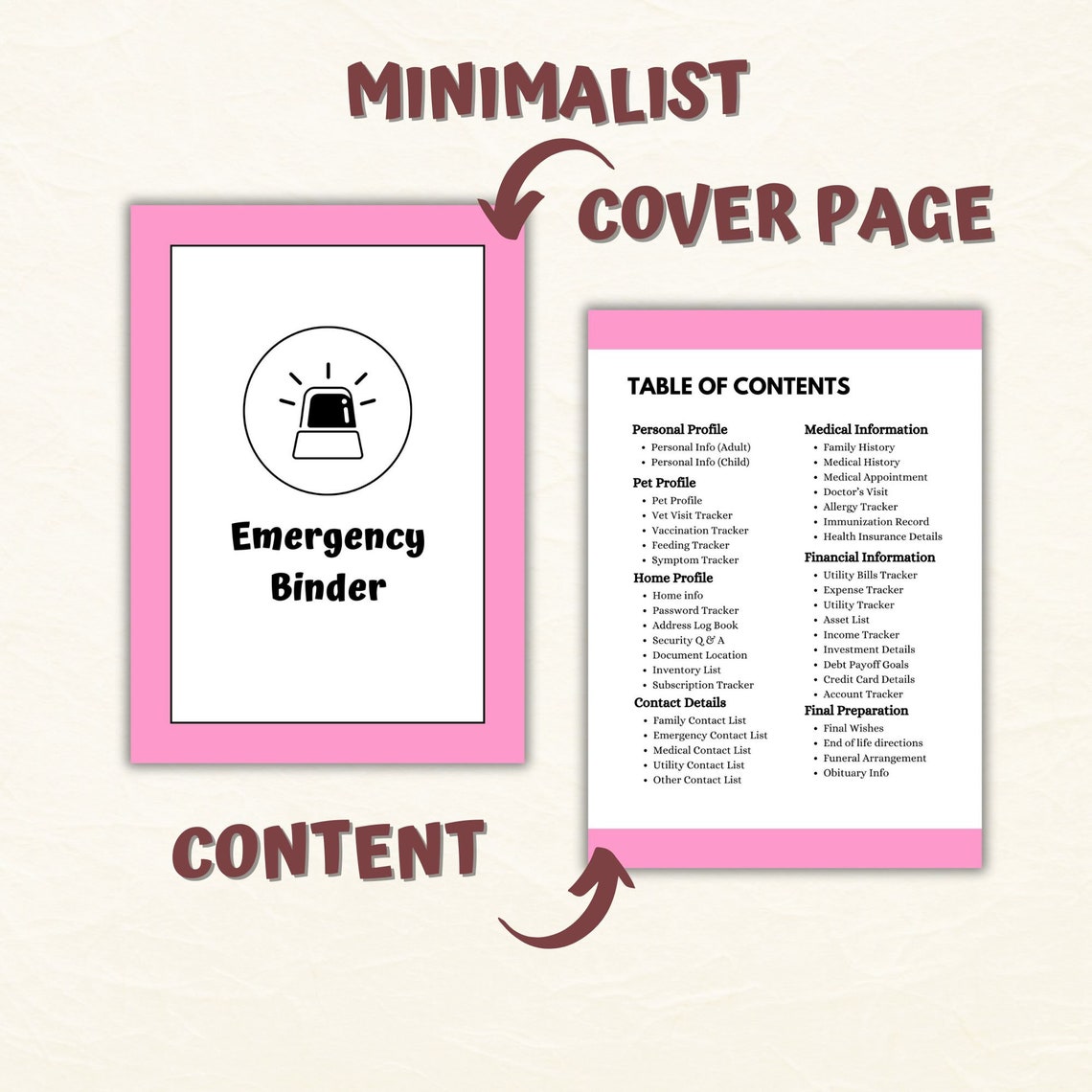 Just in Case Binder Printable Emergency Binder Fillable PDF What If ...