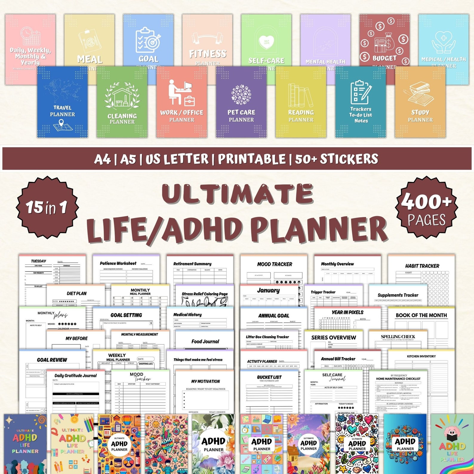 Mega Ultimate ADHD Life Planner Bundle 2024 Digital ADHD Workbook ...