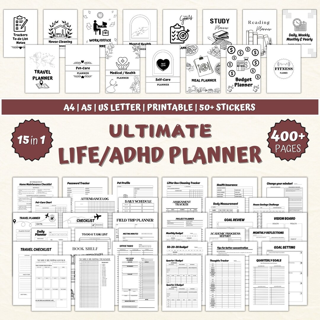 ADHD, ADHD Planner, ADHD Digital Planner, Mega Bundle, Ultimate Planner ...