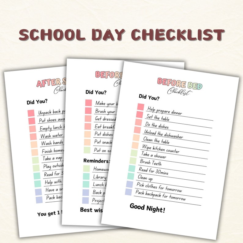 Editable Kids Chore Charts, Reward, Allowance, Screen Time, School ...