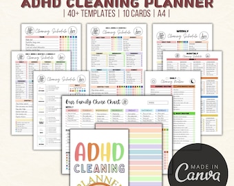 ADHD Cleaning Checklist Bundle, Editable ADHD Cleaning Planner, Adult ...