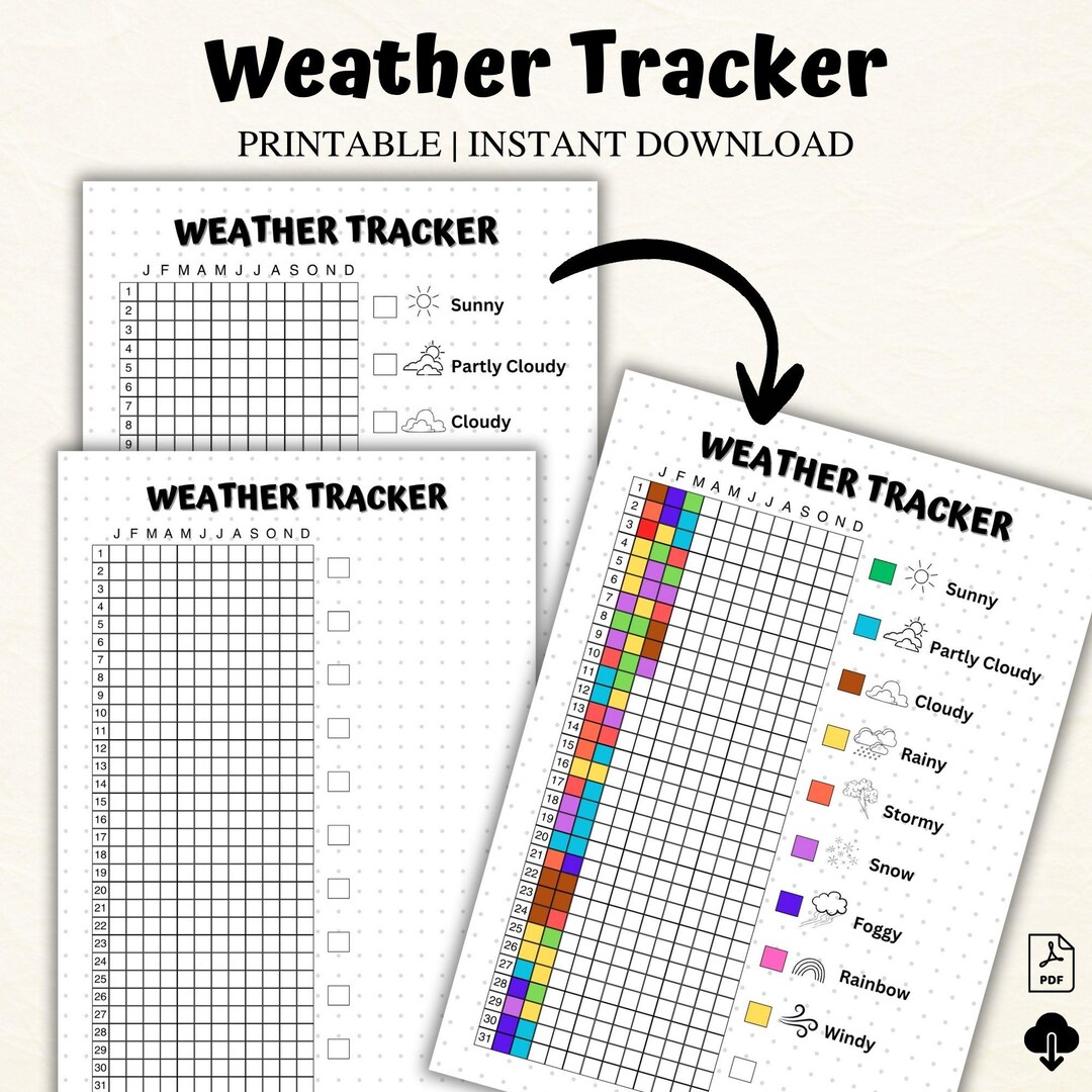 Weather Tracker Printable PDF, A4 Kids Weather Chart, Daily Weather Log ...
