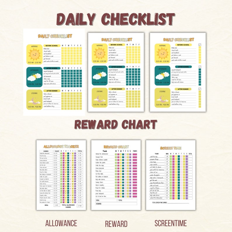 Chore Chart, Kids Chore Chart, Toddler Chore Chart, Chore Chart for ...
