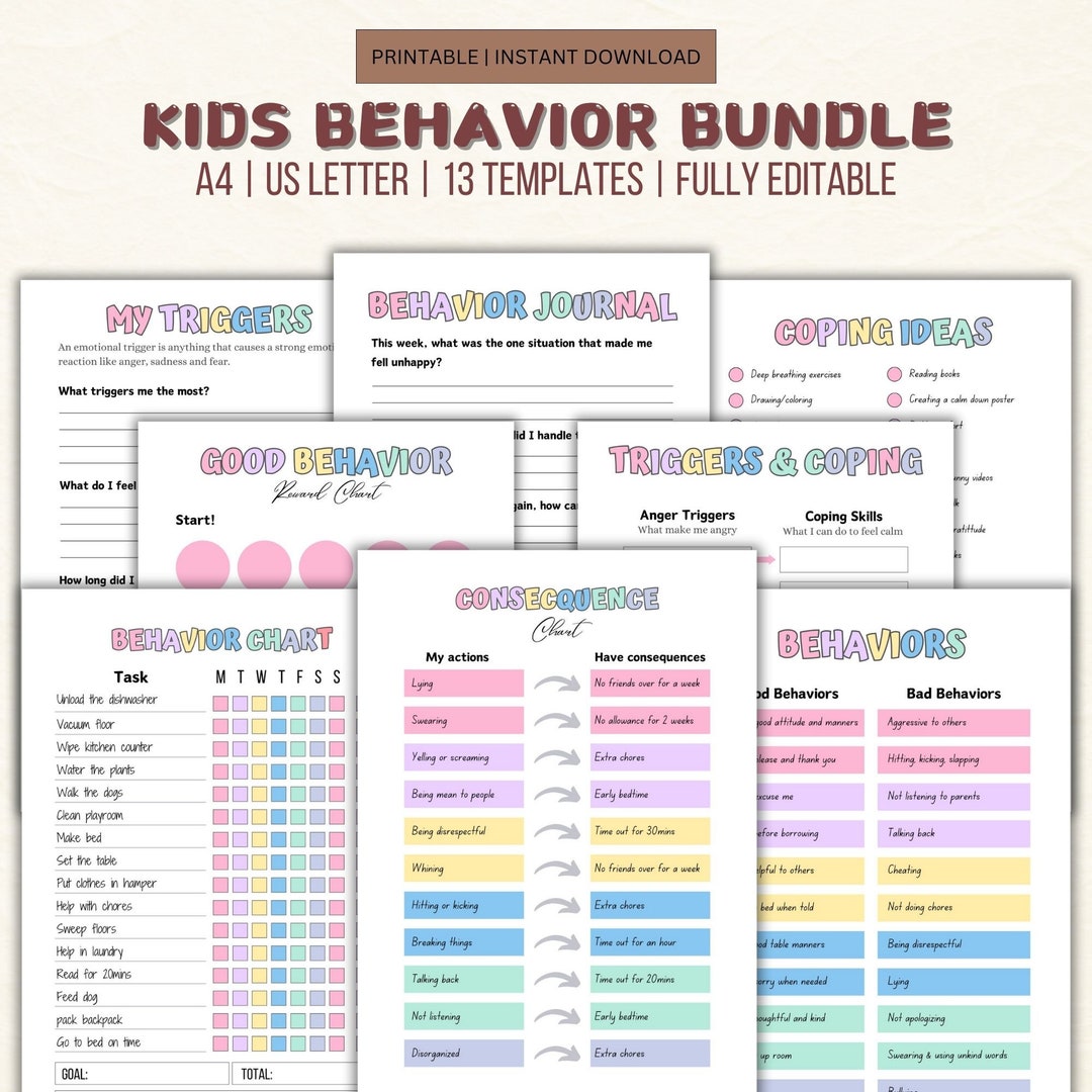 Behavior Chart Bundle for Kids | Good Behavior Checklist, Toddler ...