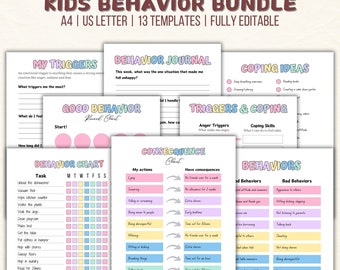 Behavior Chart Bundle for Kids, Good Behavior Checklist, Children ...