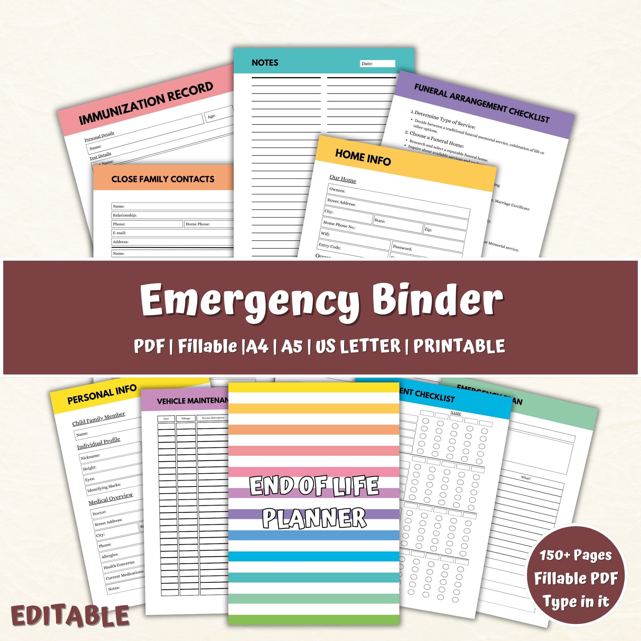 Just in Case Binder Printable Emergency Binder Fillable PDF What If ...