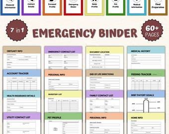 Just in Case Binder Printable Emergency Binder Fillable PDF What If Binder in Case of Emergency ...