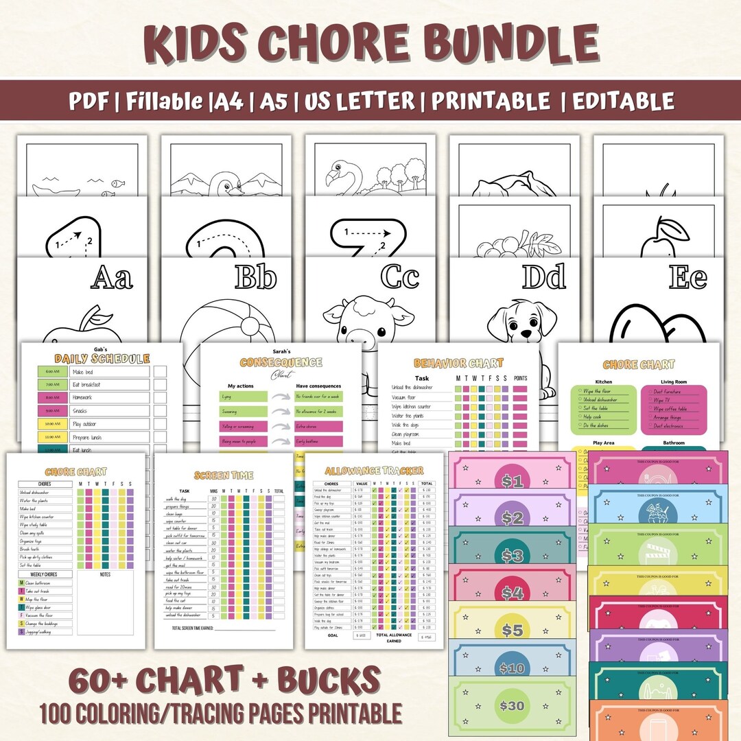 Editable Chore Chart for Multiple Kids Daily Checklist Canva,editable ...