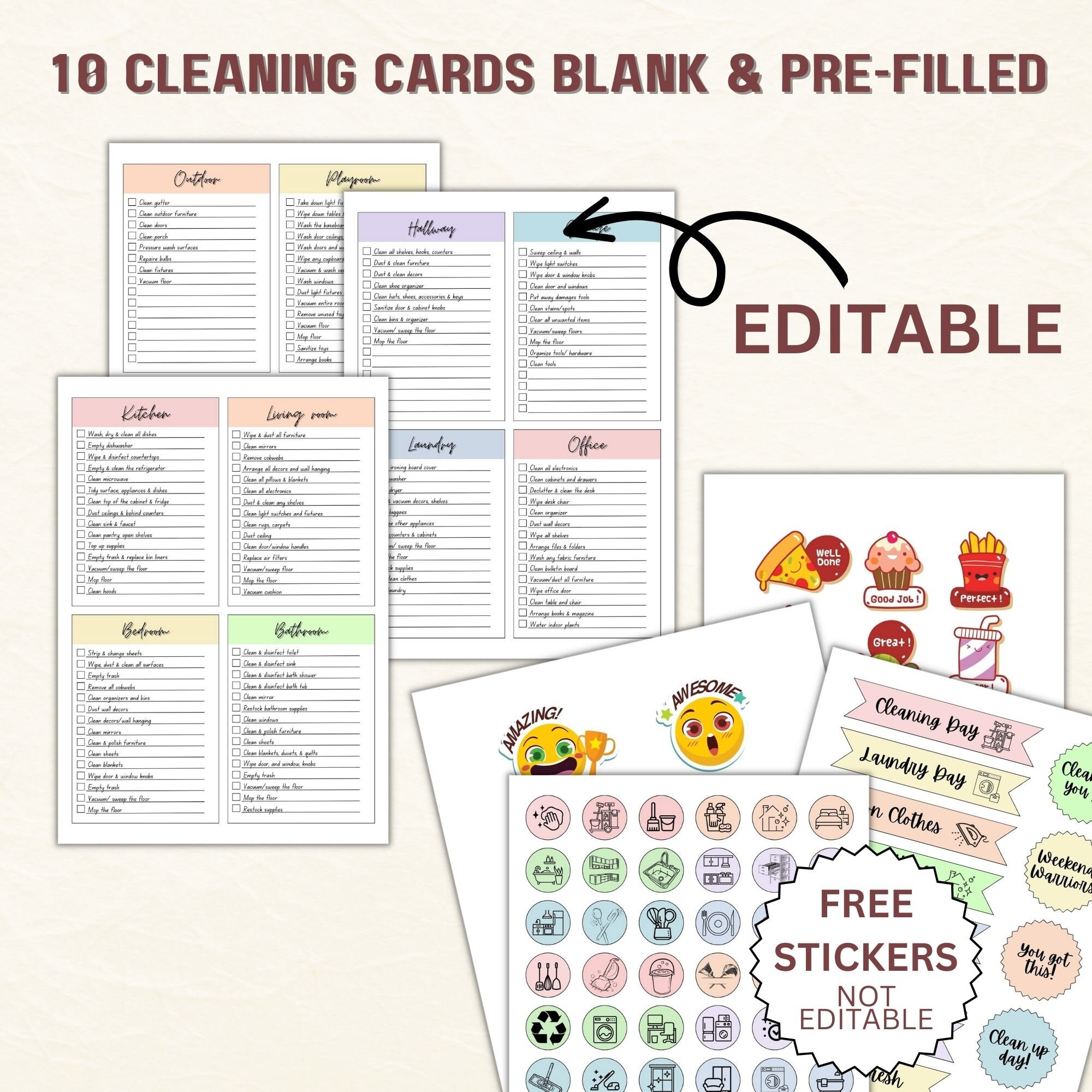 ADHD Cleaning Checklist Bundle, Editable ADHD Cleaning Planner, Adult ...