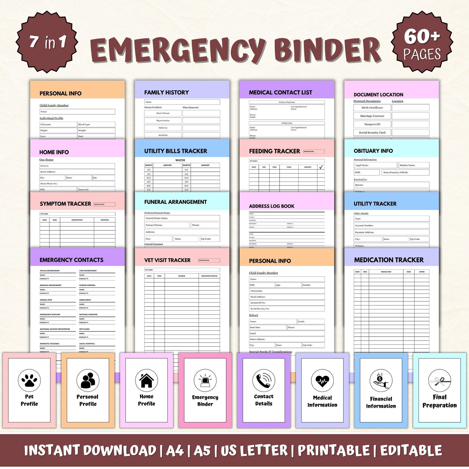 Just in Case Binder Printable Emergency Binder Fillable PDF What If ...