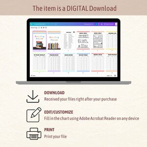 Reading Tracker, Reading Tracker Printable, Reading Journal, Digital ...