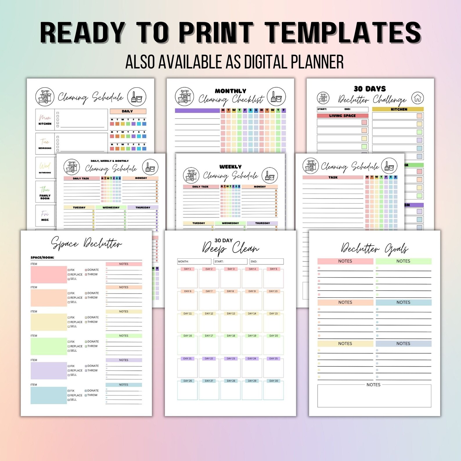 Ultimate Cleaning Schedule Bundle Editable,cleaning Planner Bundle A4 ...