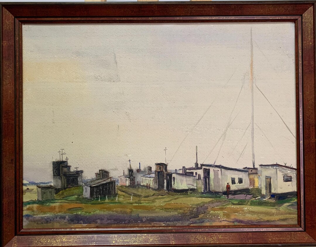 Bright Expressionist Watercolor Painting "shift Camp the Island of ...