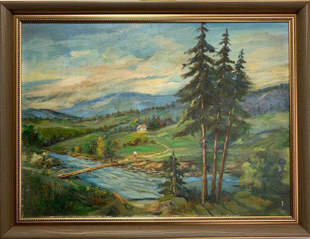 Kozin Petr, Vivid Expressionism Painting "mountain River in the ...