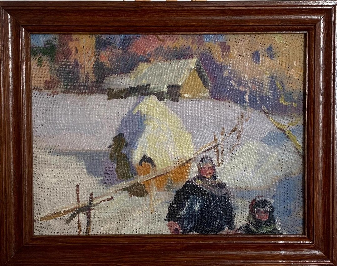 Knishevsky V., Bright Expressionism Oil Painting "winter on the Farm ...