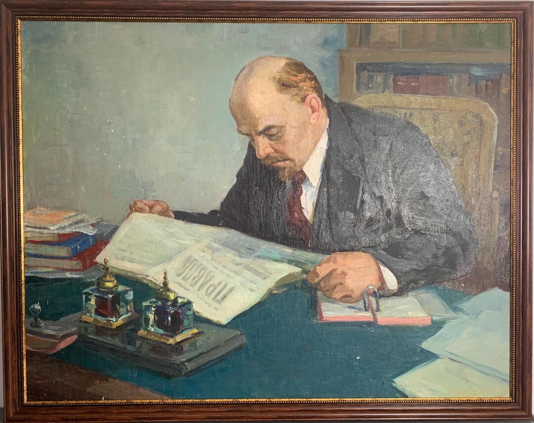Bright Impressionism Oil Painting "lenin Reading the Newspaper Pravda ...