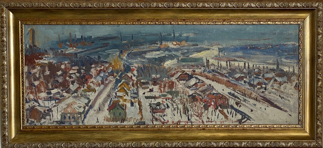 Gribok Dmitry, Bright Impressionist Oil Painting panorama of Krivoy Rog ...