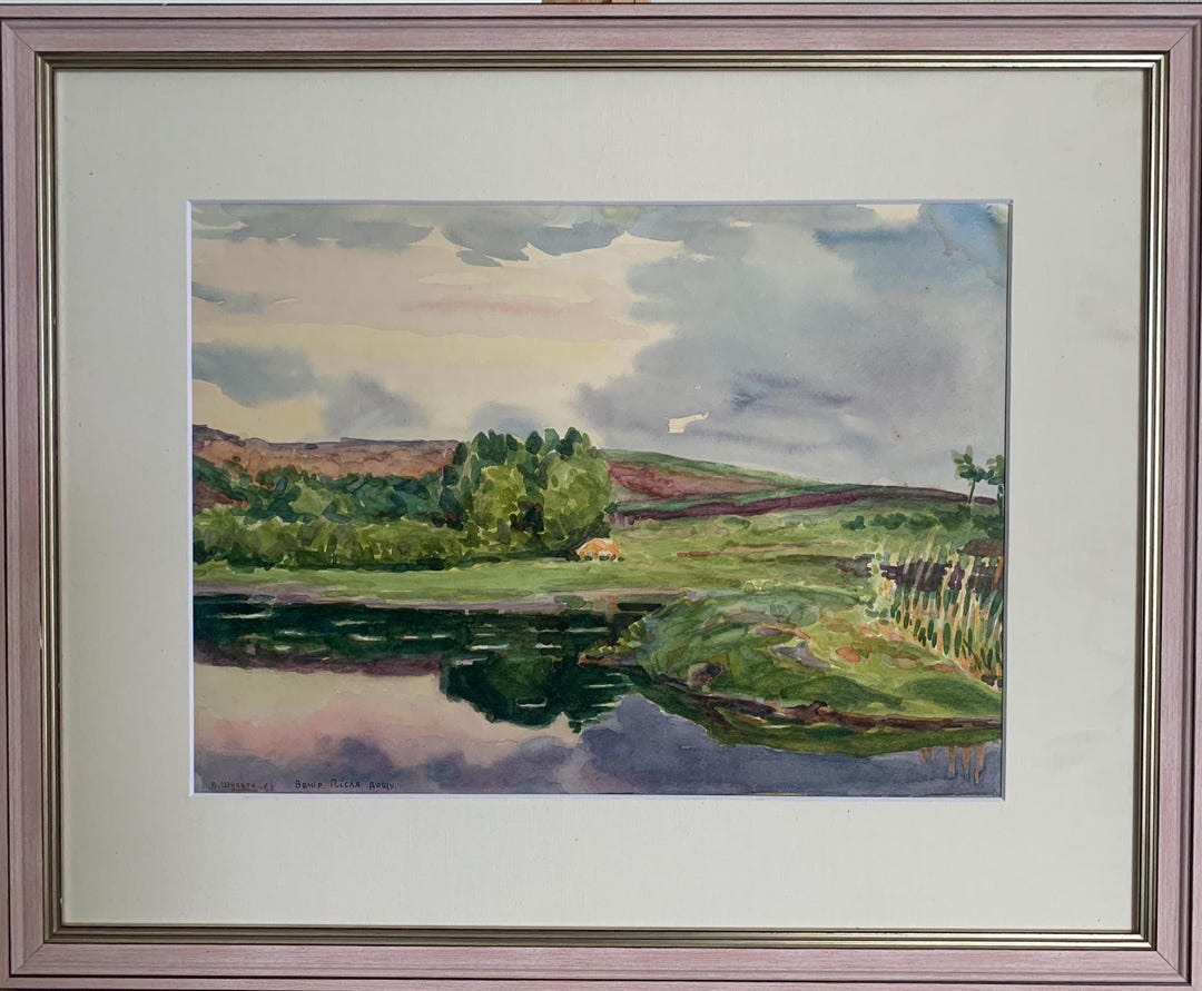 Ukrainian Watercolor Painting, Evening After Rain, Framed Vintage Art ...