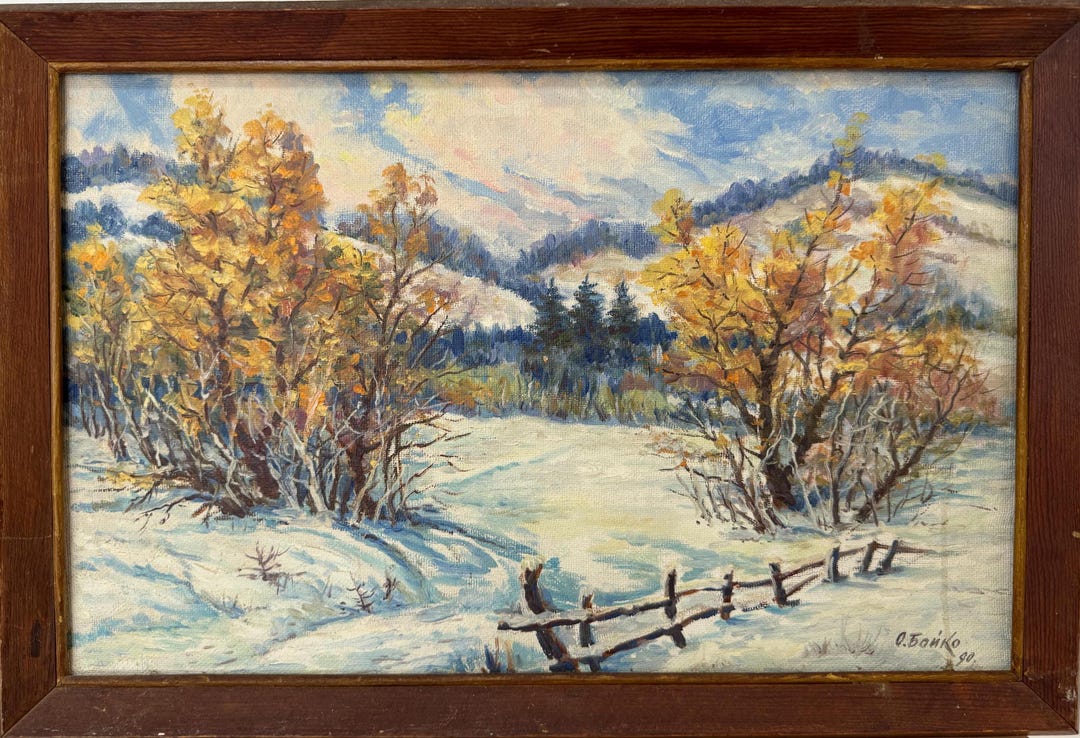 Boyko O., Bright Expressionism Oil Painting "winter Carpathians ...