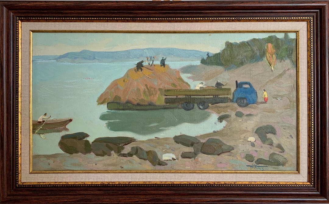 Popov Nikolay, Bright Expressionist Oil Painting "on the River ...