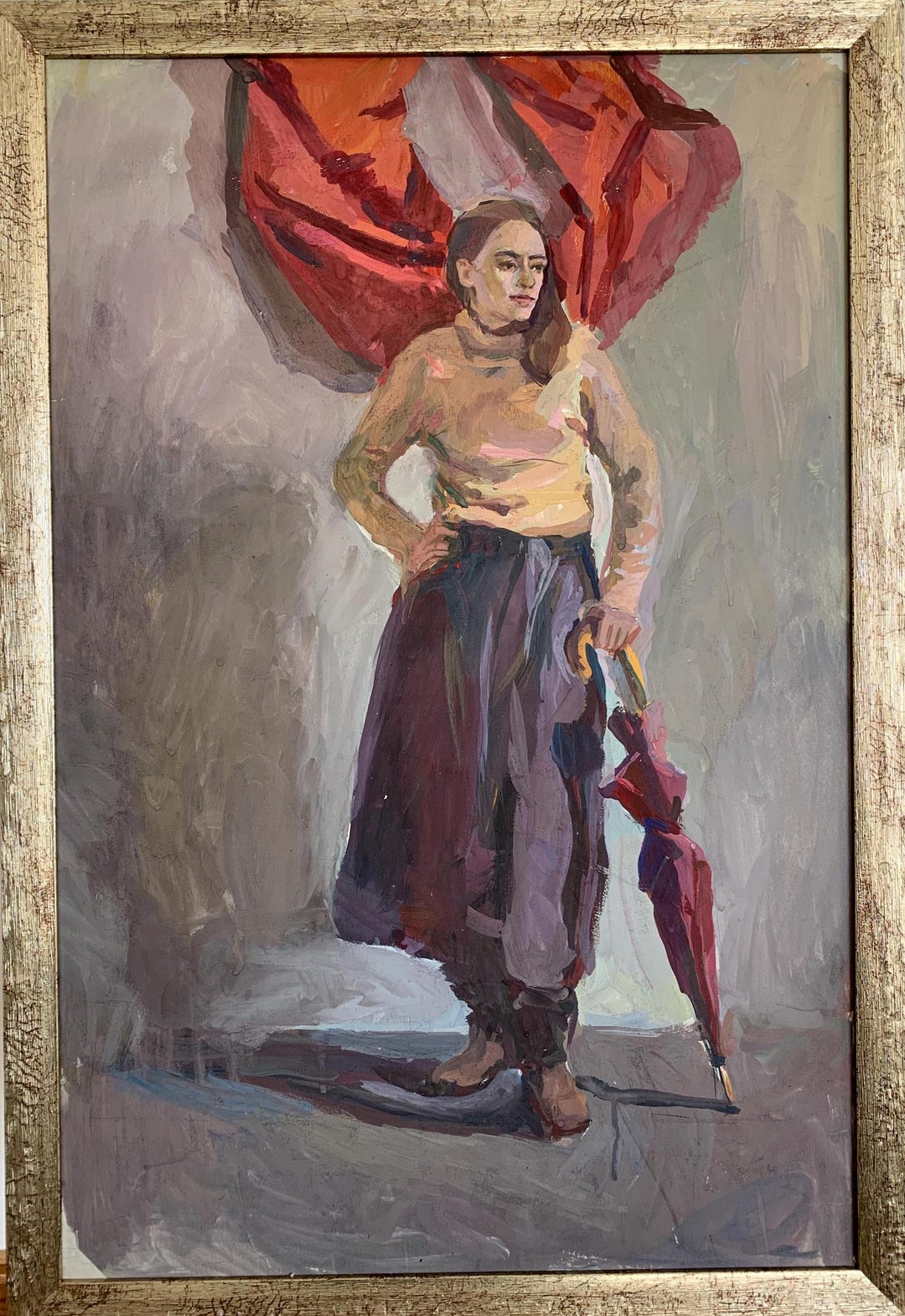 Bright Impressionist Painting "portrait of a Girl With an Umbrella ...