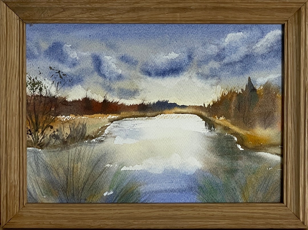 Vivid Expressionist Watercolor Painting "forest Lake", Original ...