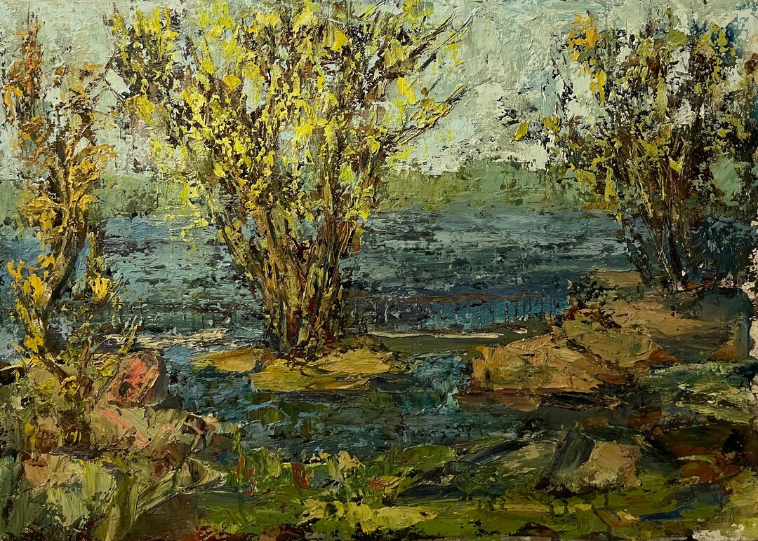 Kristina Smelova, Bright Impressionism Oil Painting "on the Ros River ...