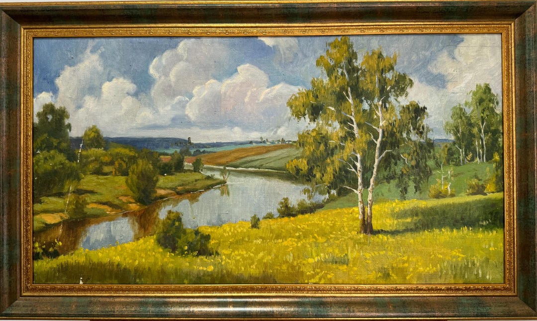 River, Bright Expressionism Oil Painting "sunny Summer Day" Original ...