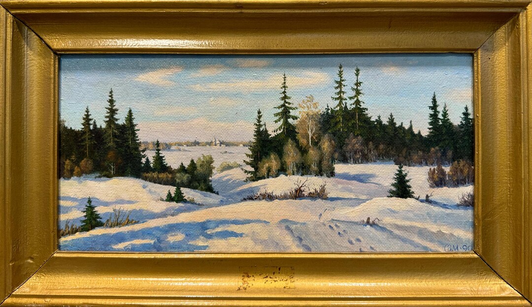 Bright Expressionist Oil Painting "winter Forest Edge" Original Vintage ...