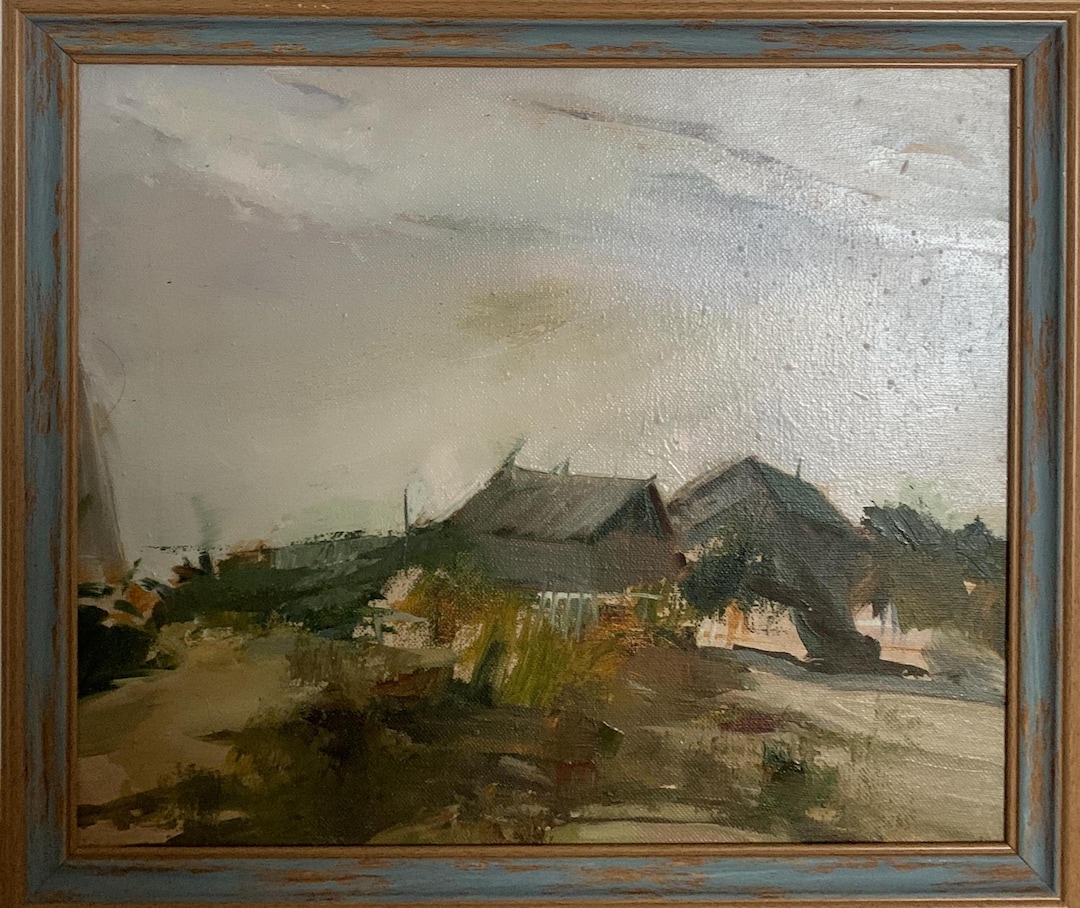 Bright Expressionism Oil Painting "old Farm by the Water" Original ...