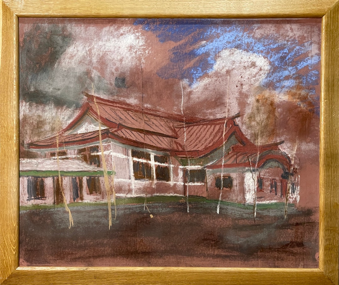 Bright Impressionist Pastel Painting "japanese Estate", Original ...