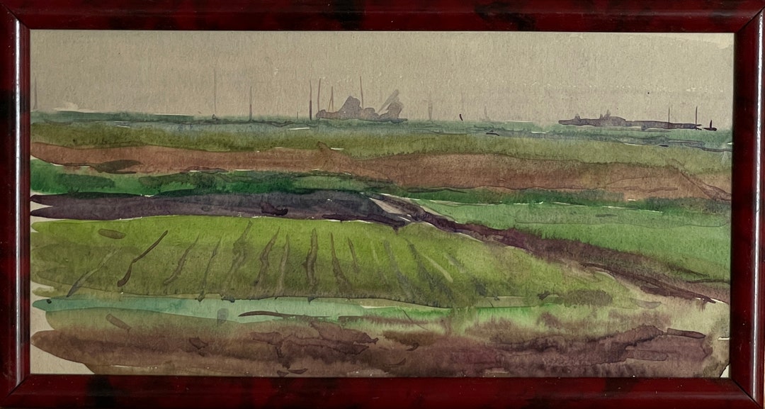 Victor Shulga, "spring Plowing" Original Vintage Watercolor Classical ...