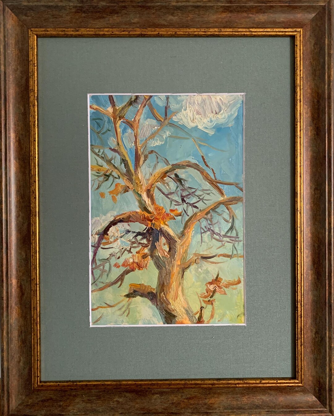 Bright Impressionist Oil Painting "the Last Leaves" Original Vintage ...