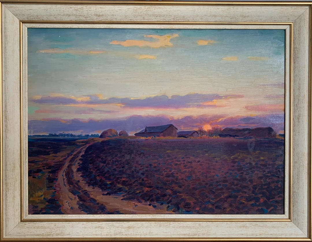 Beautiful Expressionist Oil Painting "sunset on the Farm. Putivl ...