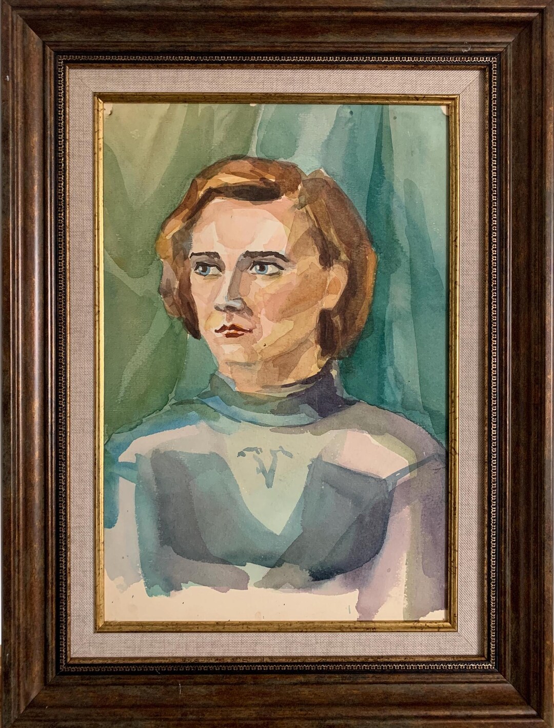 Bright Expressionism Watercolor Painting "portrait of a Girl" Original ...
