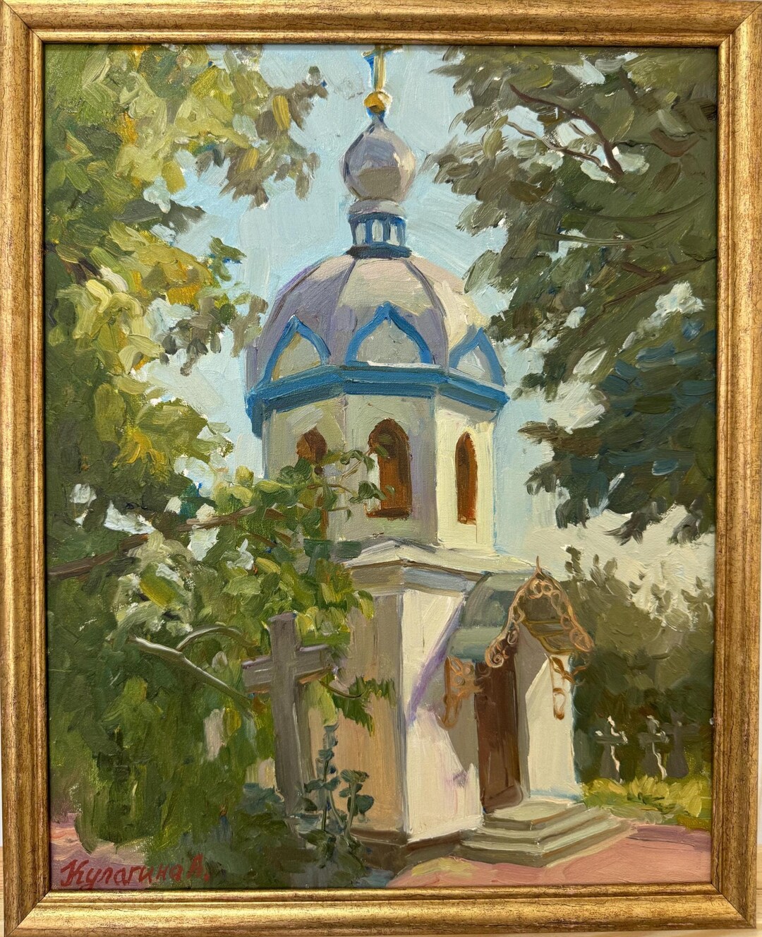 Kulagina Anna, Bright Impressionism Painting "cemetery Belfry" Original ...