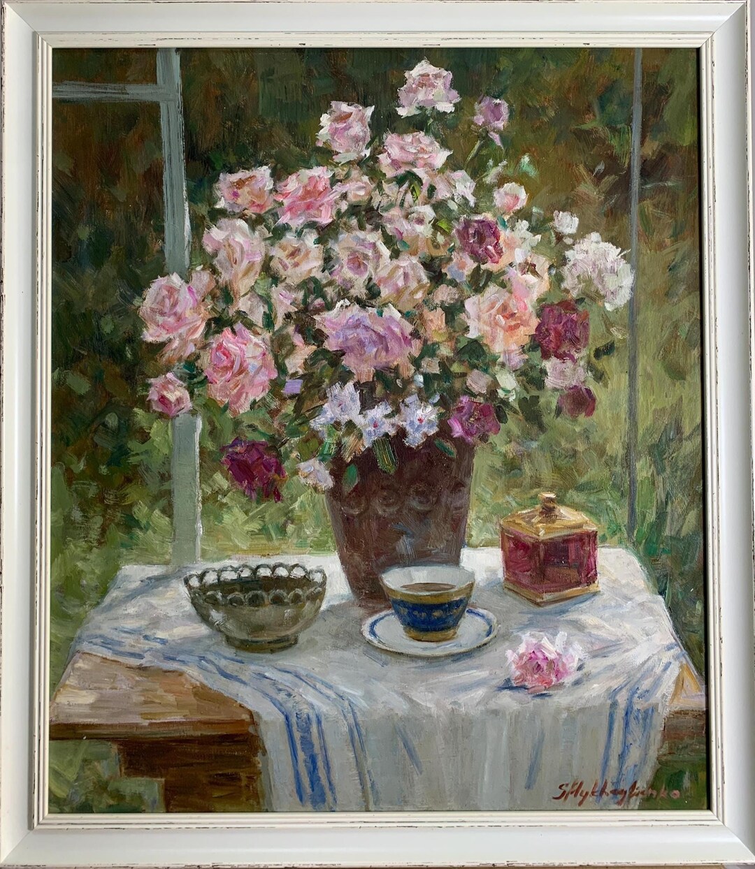 Mikhailichenko S., Impressionistic Oil Painting "country Roses ...