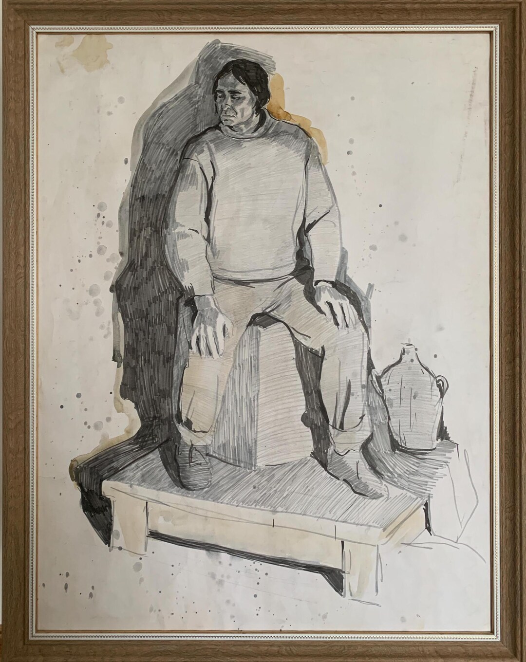 Bright Expressionism Pencil Painting "portrait of a Shepherd" Original ...