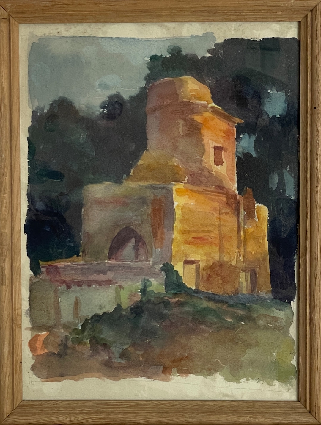 Stratienko Petr, post-war Temple Original Vintage Watercolor Classical ...