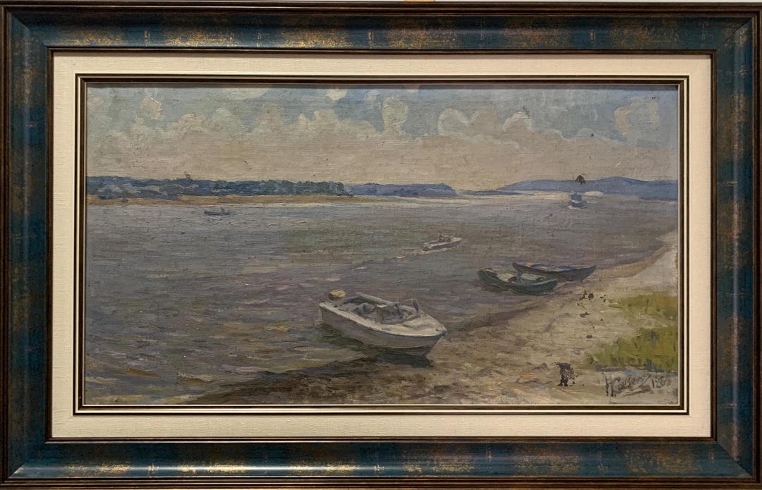 Nikolay Savelyev, Vintage Summer River Landscape, Soviet Impressionism ...