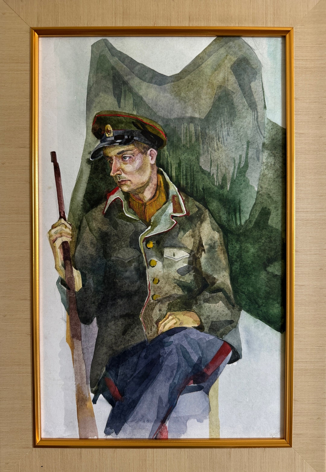 Bright Impressionism Watercolor Painting portrait of a UPA Warrior ...