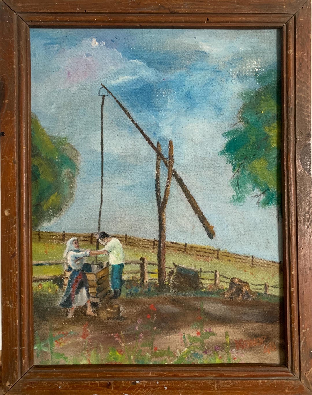 Conor, Bright Expressionism Oil Painting "meeting at the Old Well ...