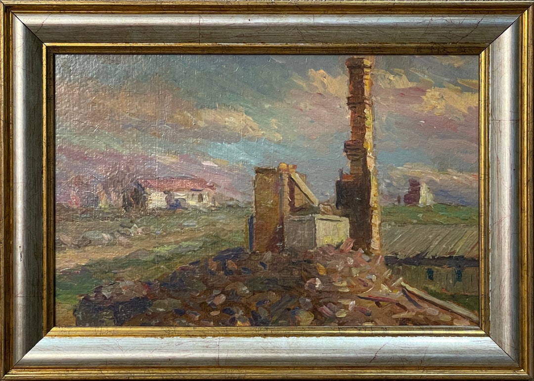 Bright Impressionism Oil Painting "post-war Village" Original Vintage ...