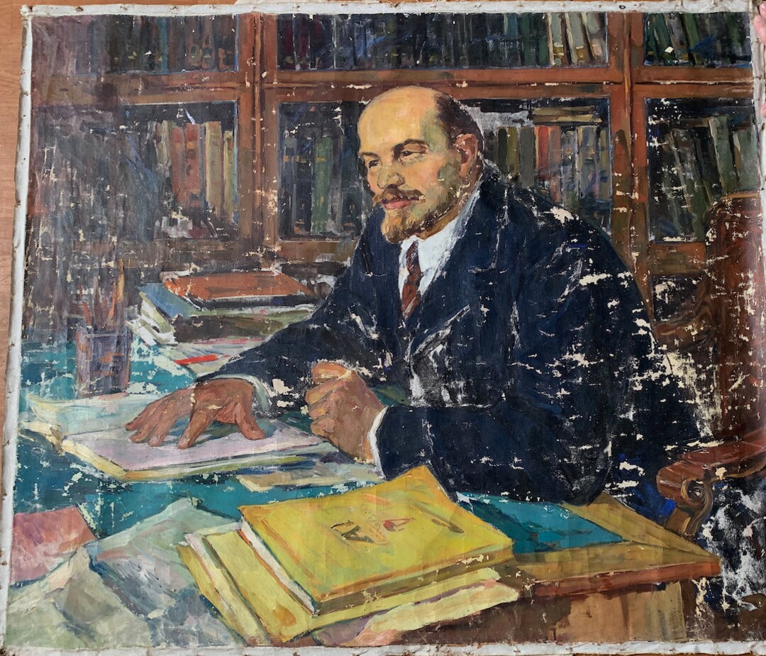 Bright Impressionism Oil Painting portrait of Lenin in the Office ...