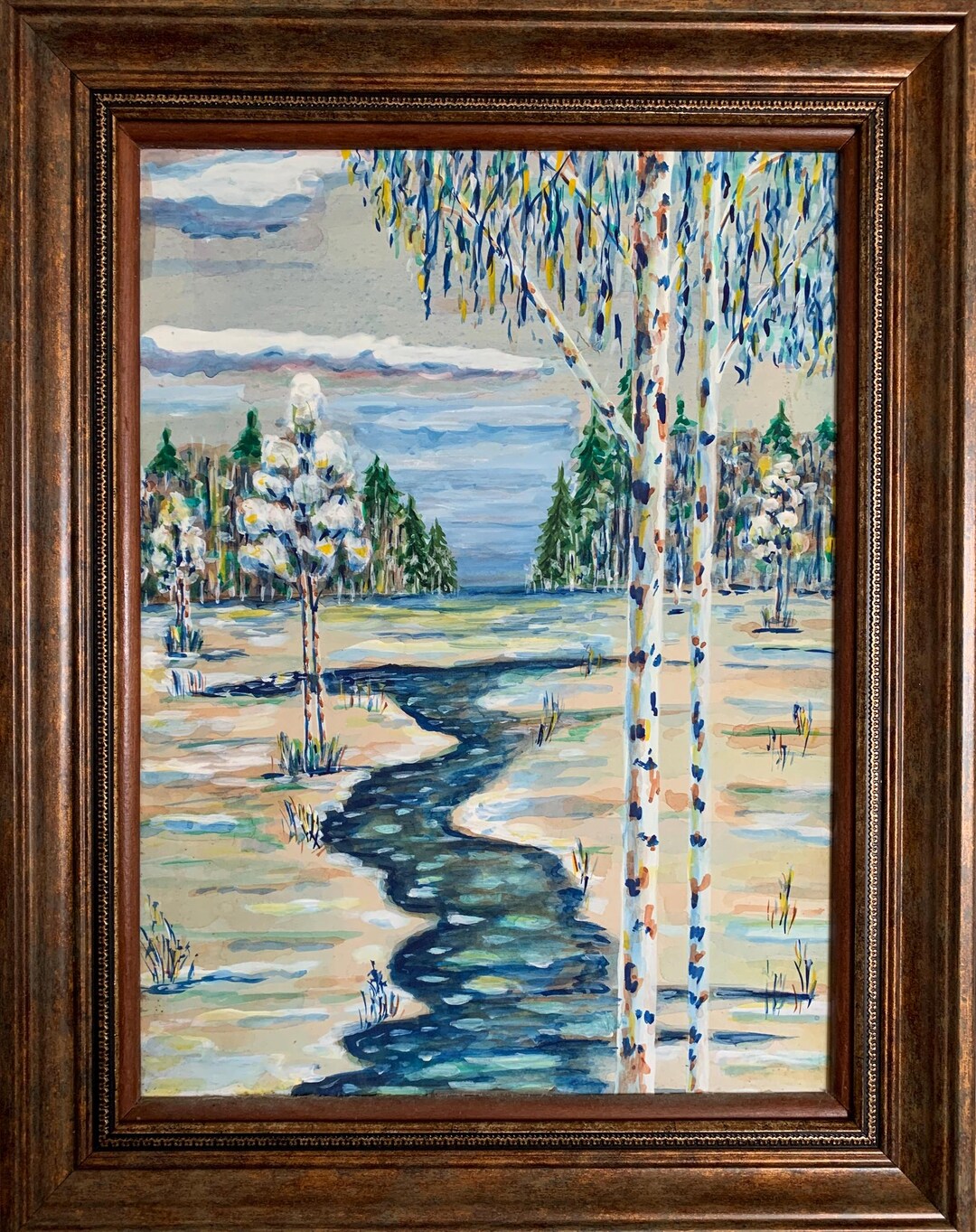 Bright Expressionist Oil Painting "early Spring", Original Vintage Oil ...