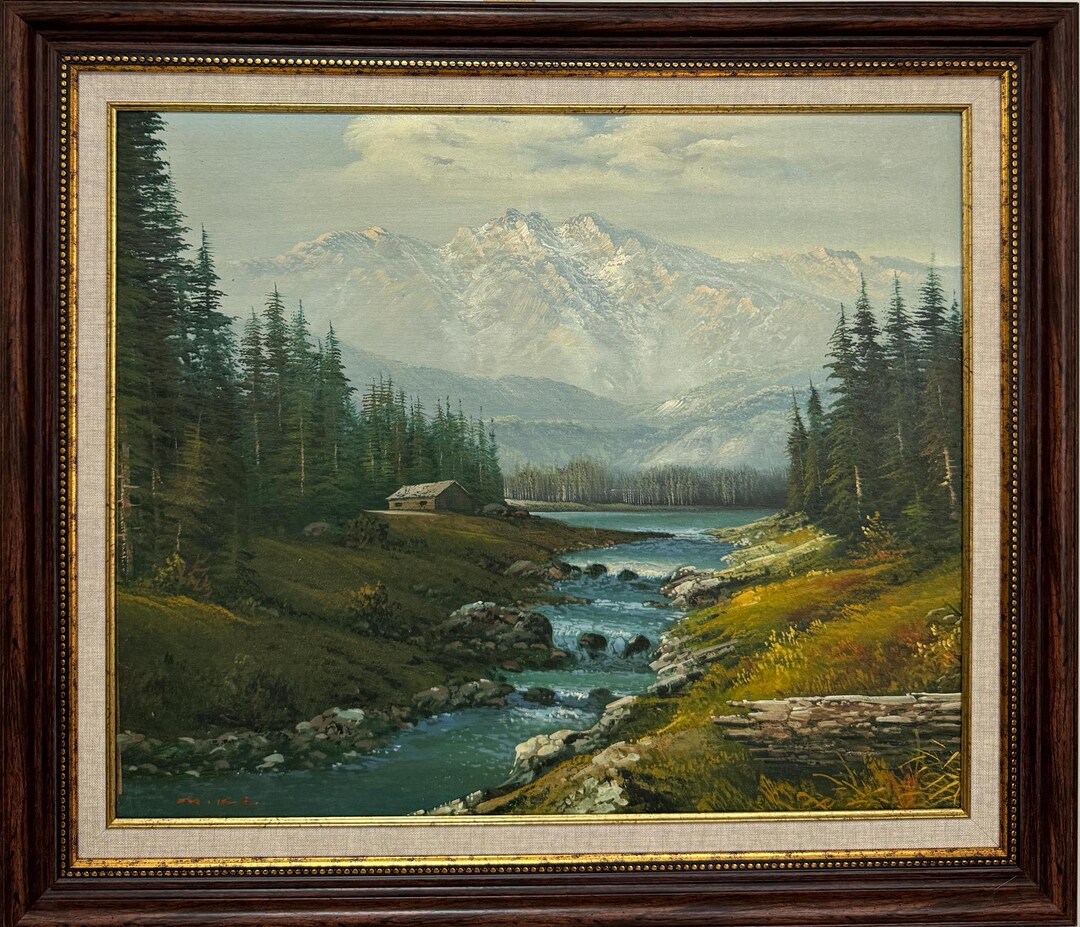 Mikl, Vivid Expressionist Oil Painting "view of Sunlit Mountains of ...