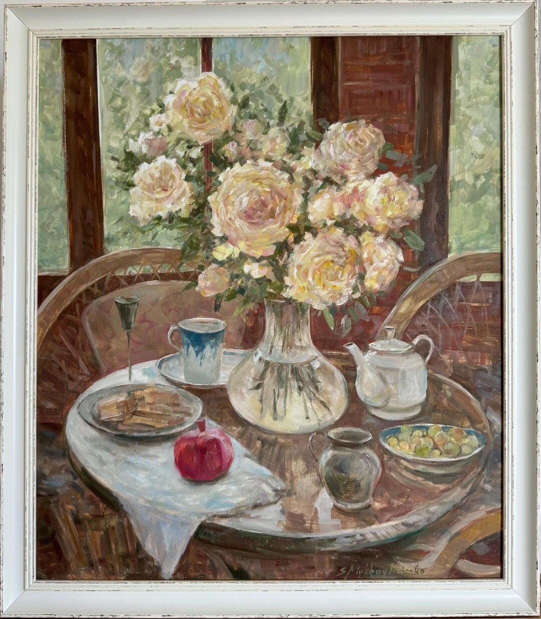 Mikhailichenko S., Impressionist Oil Painting "cream Roses" Original ...