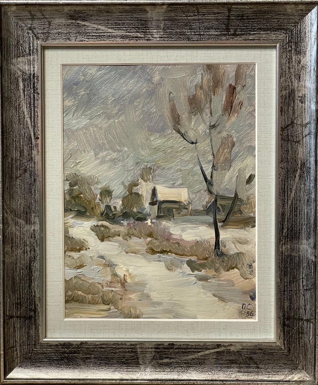 Petr Suponin, winter in the Village, Original Vintage Oil Classical ...