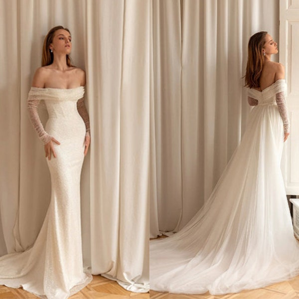 Off Shoulder Wedding Dress - Etsy